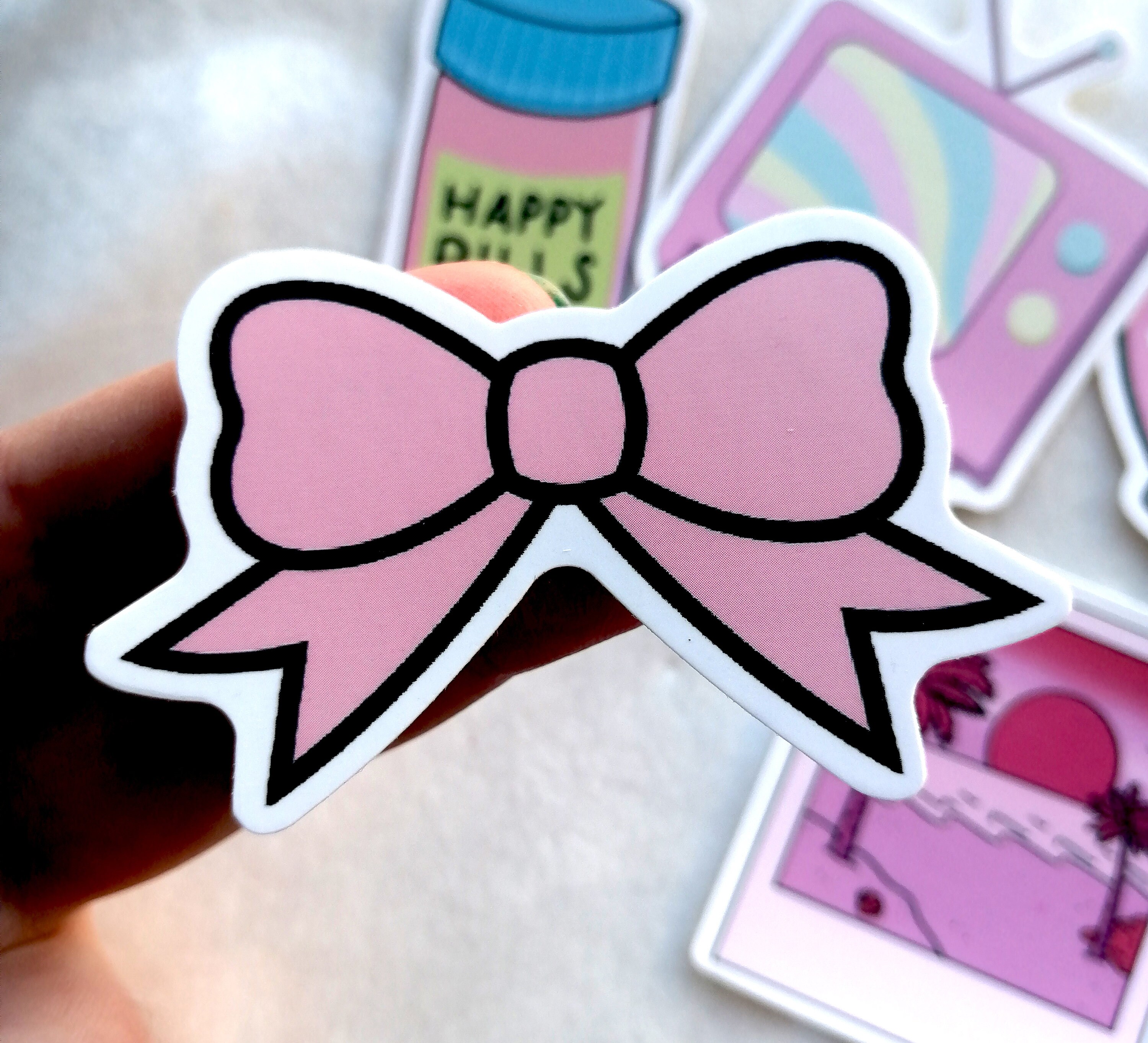 Stickers Pink Set 7 Stickers Free Shipping | Etsy