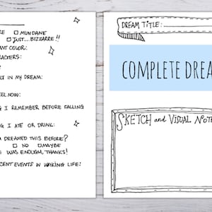Dream Journal, Printable! Dream Journal Log, 8 Handmade Pages in 3 ...