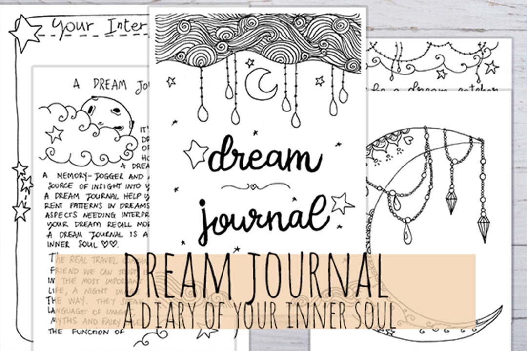 Dream Journal, Printable! Dream Journal Log, 8 Handmade Pages in 3 ...