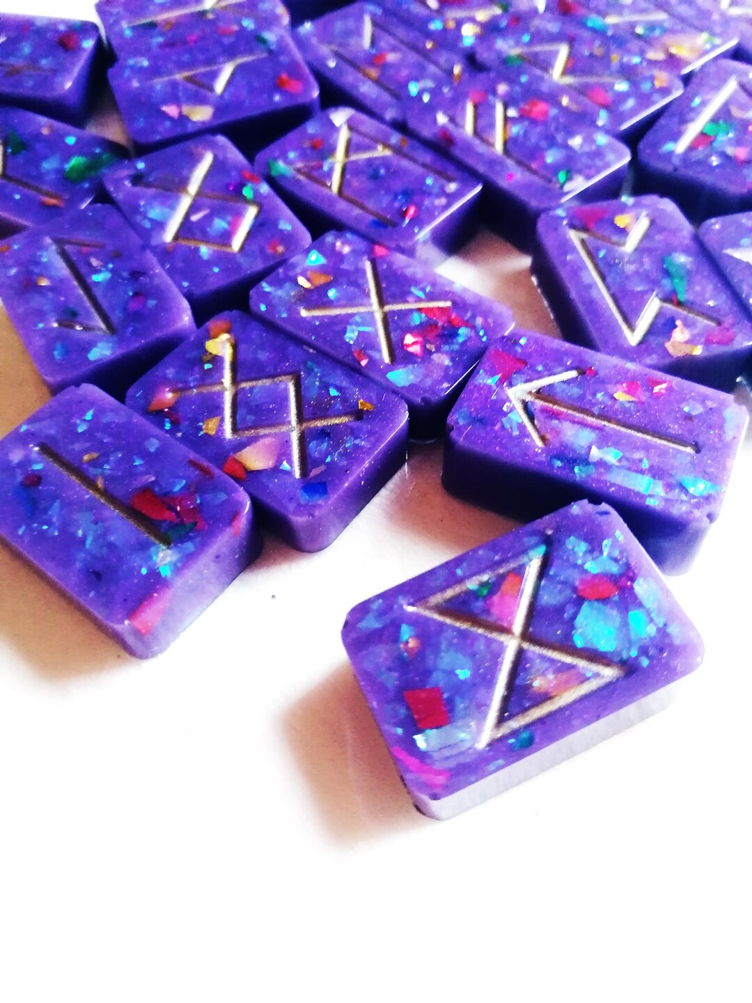 Resin Rune Set, 25 Runes, Violet With Glitter - Etsy