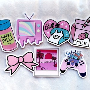 Stickers Pink Set 7 Stickers Free Shipping - Etsy