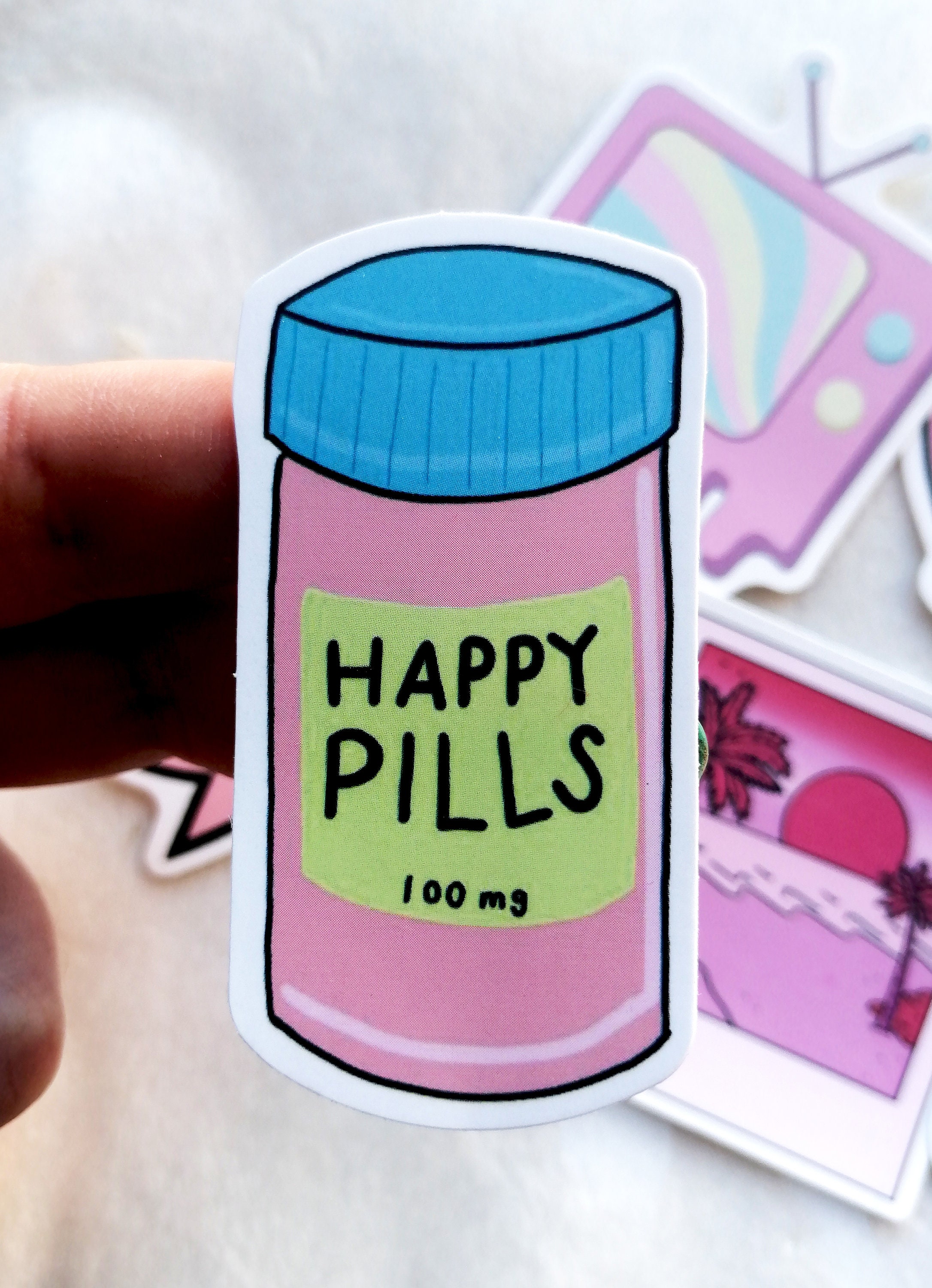 Stickers Pink Set 7 Stickers Free Shipping | Etsy