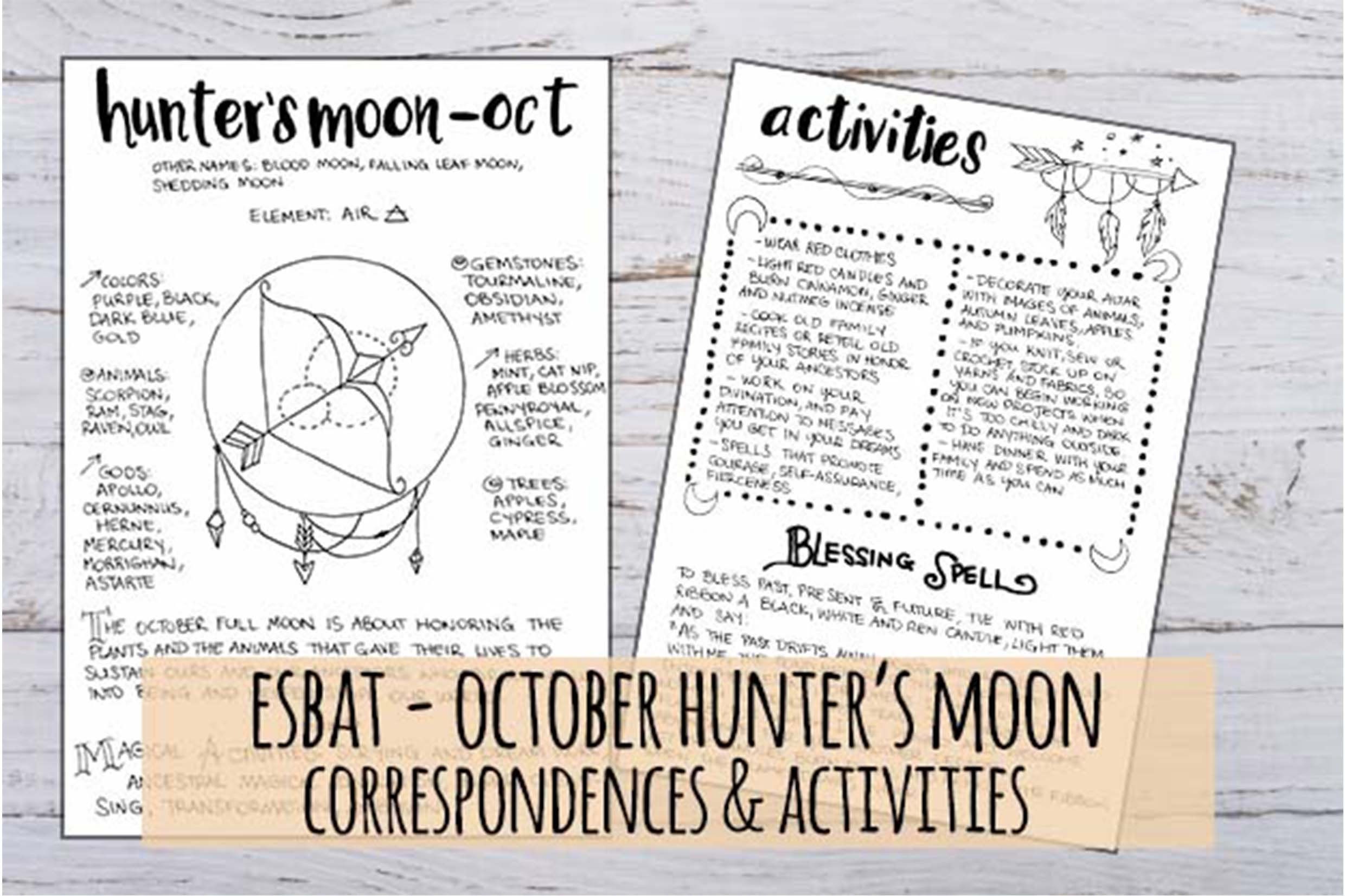 Esbat October Full Moon Hunter's Moon Correspondences | Etsy