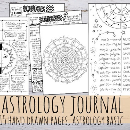 Astrology Journal 12 Signs and 3 Astro Cards Printable in 3 | Etsy