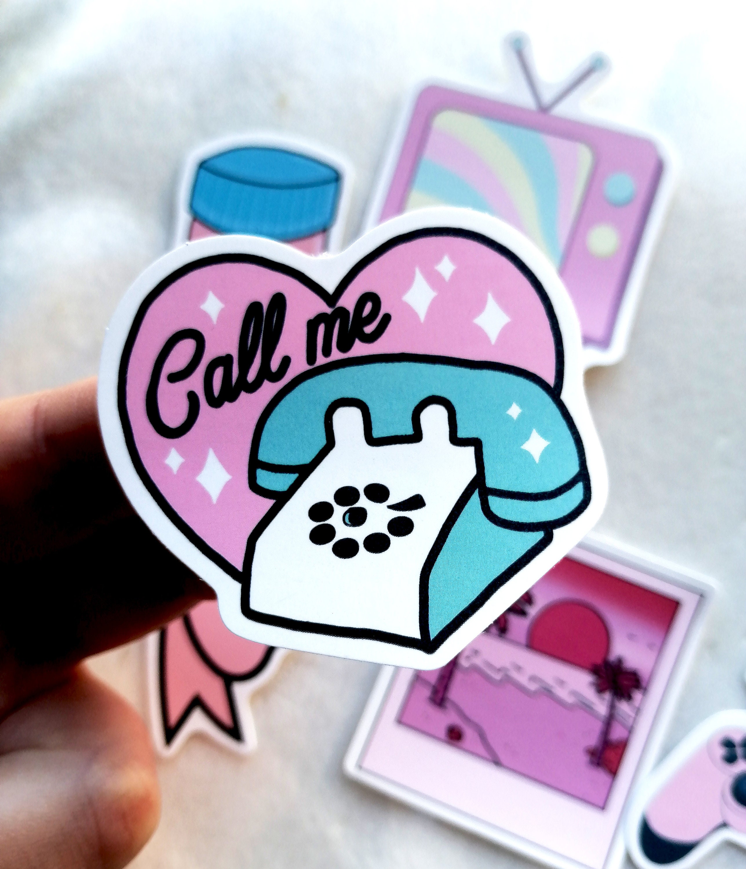 Stickers Pink Set 7 Stickers Free Shipping | Etsy