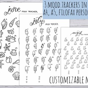 Summer Printable Mood Tracker: June, July and August for Your Journal ...