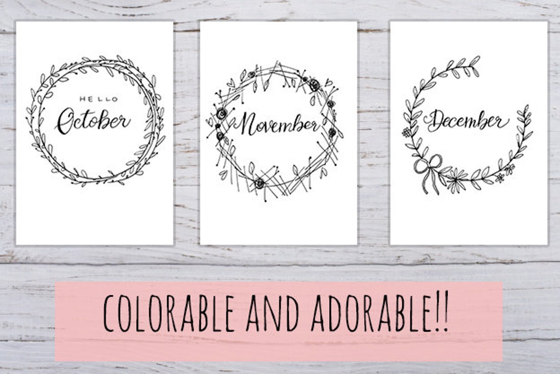 12 months cover journal pack Printable for your Bullet | Etsy