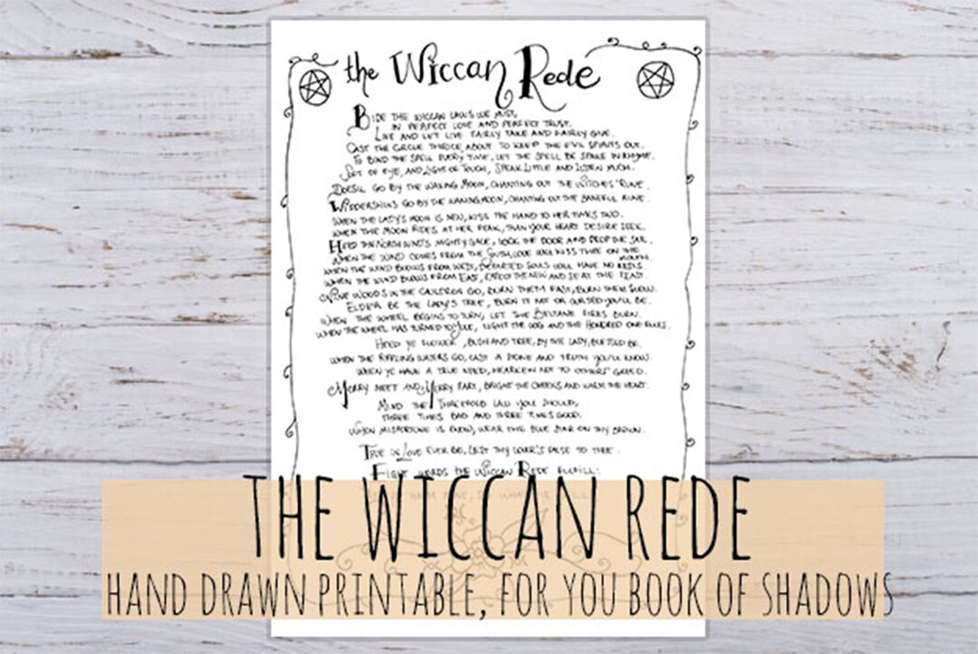 The Wiccan Rede Print: Hand-drawn Book of Shadows Art (A4, A5, Filofax ...