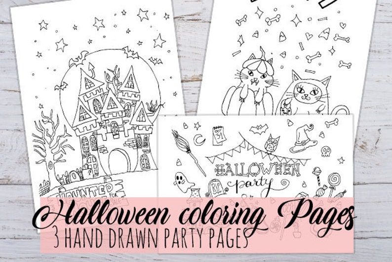 Halloween Coloring Pages Kids or adult activity | Etsy