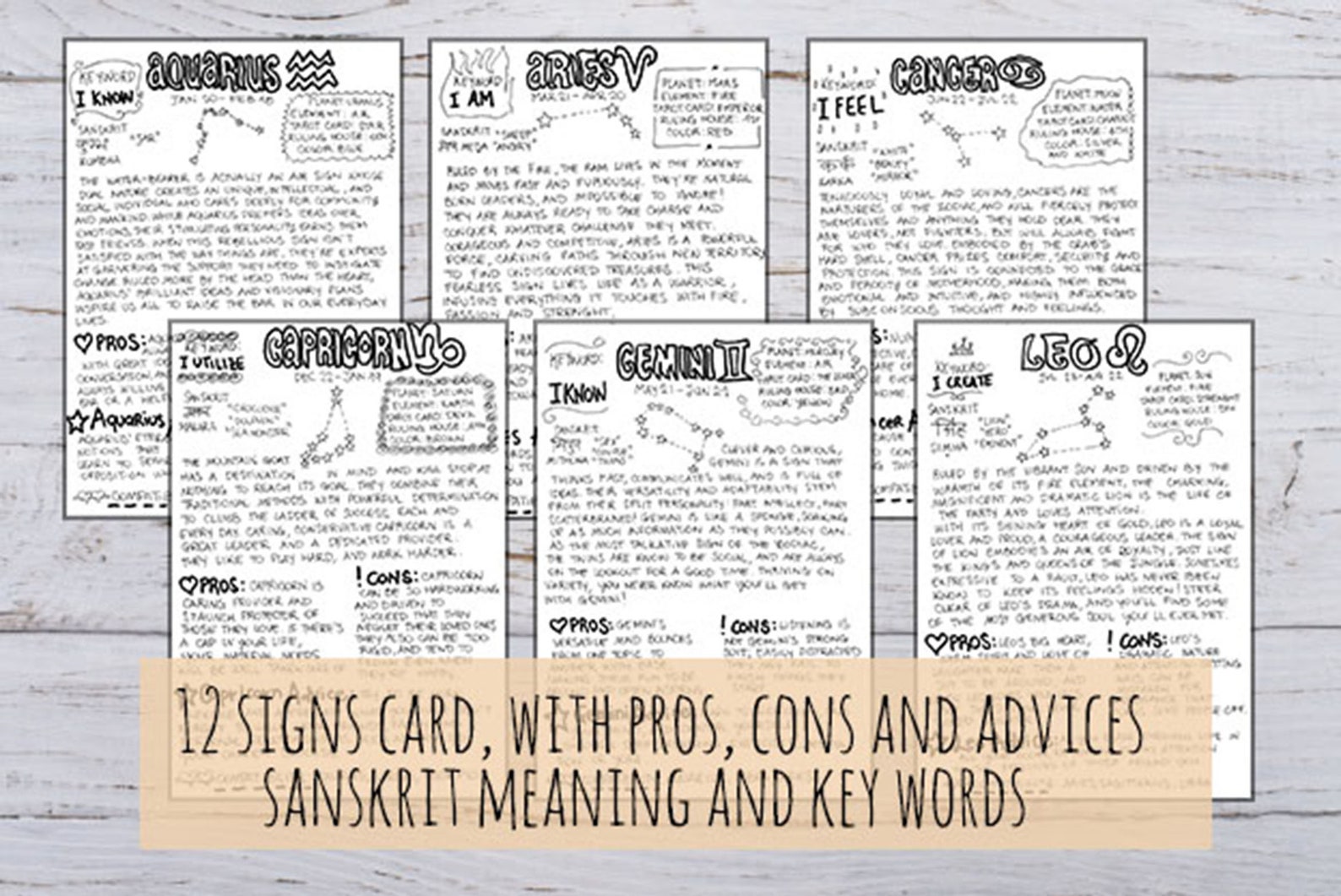 Astrology Journal 12 Signs and 3 Astro Cards Printable in 3 | Etsy