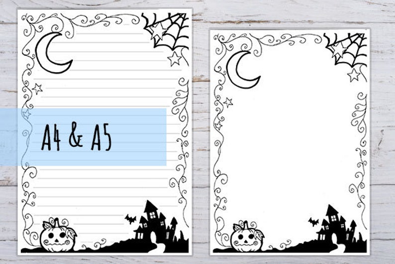 Halloween Stationery Letter Page or Journal Page Hand Drawn | Etsy