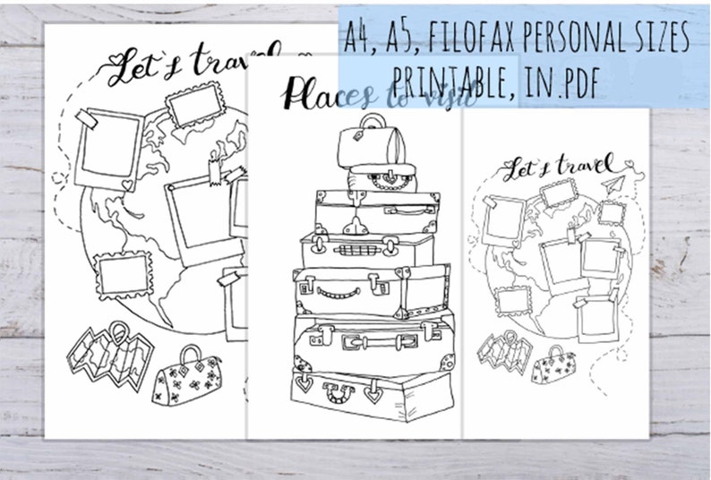 Travel Journal List Places to Visit Planner View for Bullet | Etsy