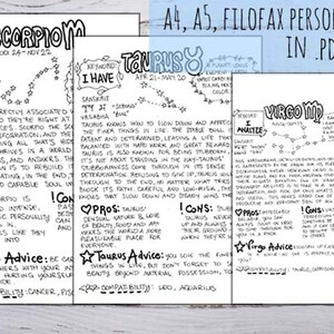 Astrology Journal, 12 Signs and 3 Astro Cards, Printable in 3 Sizes - Etsy