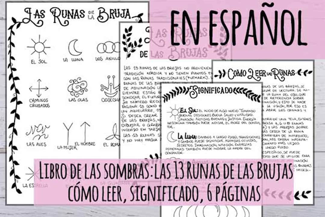 En español: Libro de las Sombras 13 Runas de Brujas con significado ...