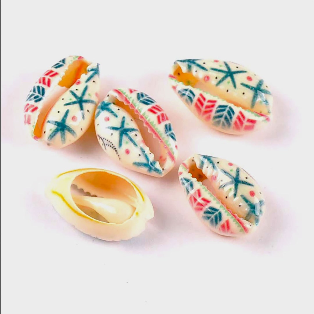 Cowrie Shells divination Witchcraft Hoodoo Hand Decorated, a Set of 6 ...