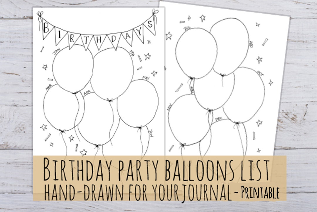 Birthday Tracker Printable – Hand-drawn & Colorable | 3 Sizes | Instant ...