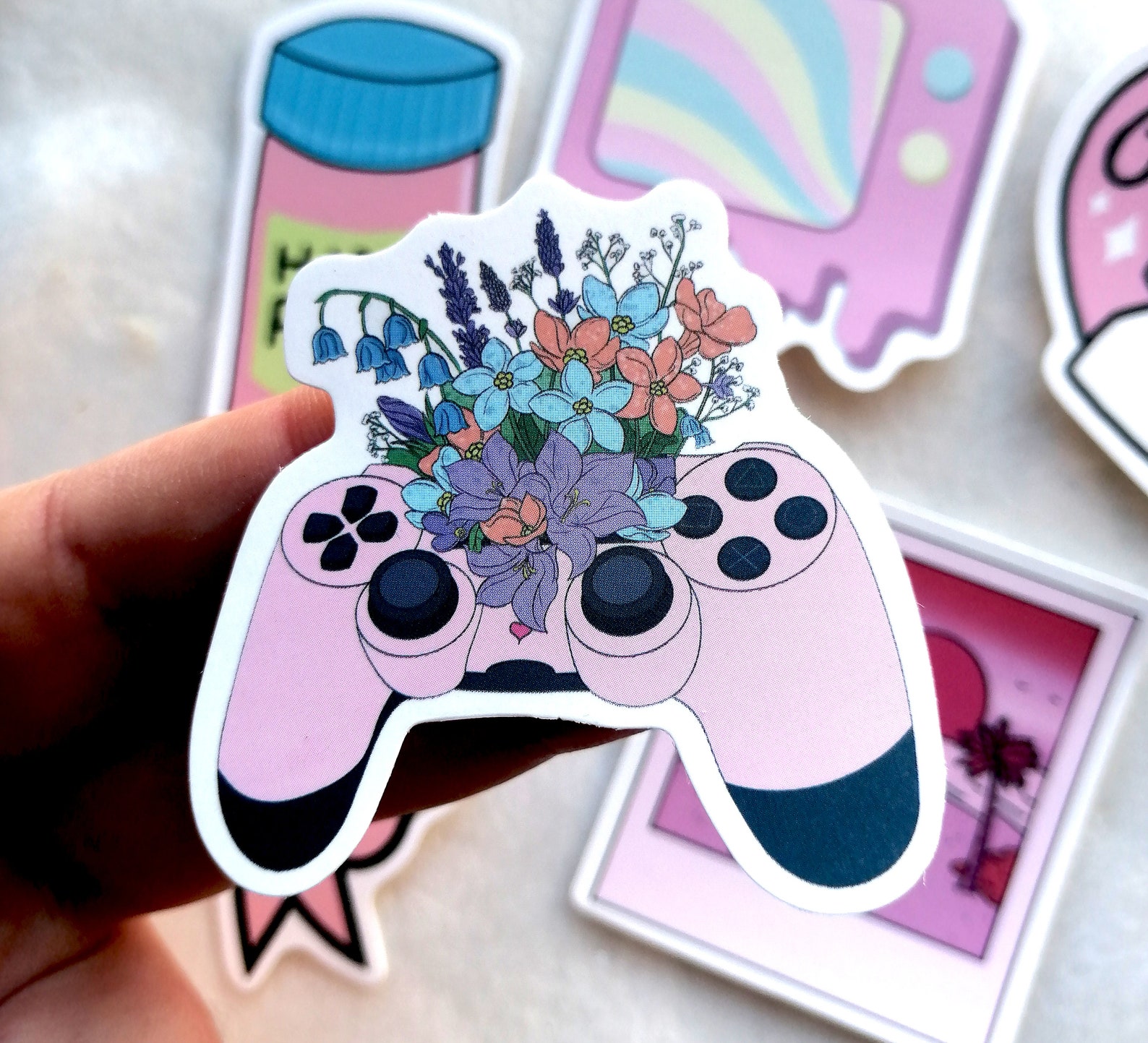 Stickers Pink Set 7 Stickers Free Shipping - Etsy