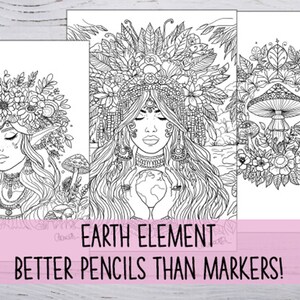 Coloring Book of Shadows: 4 Elements. 20 Printable Pages Entirely Hand ...