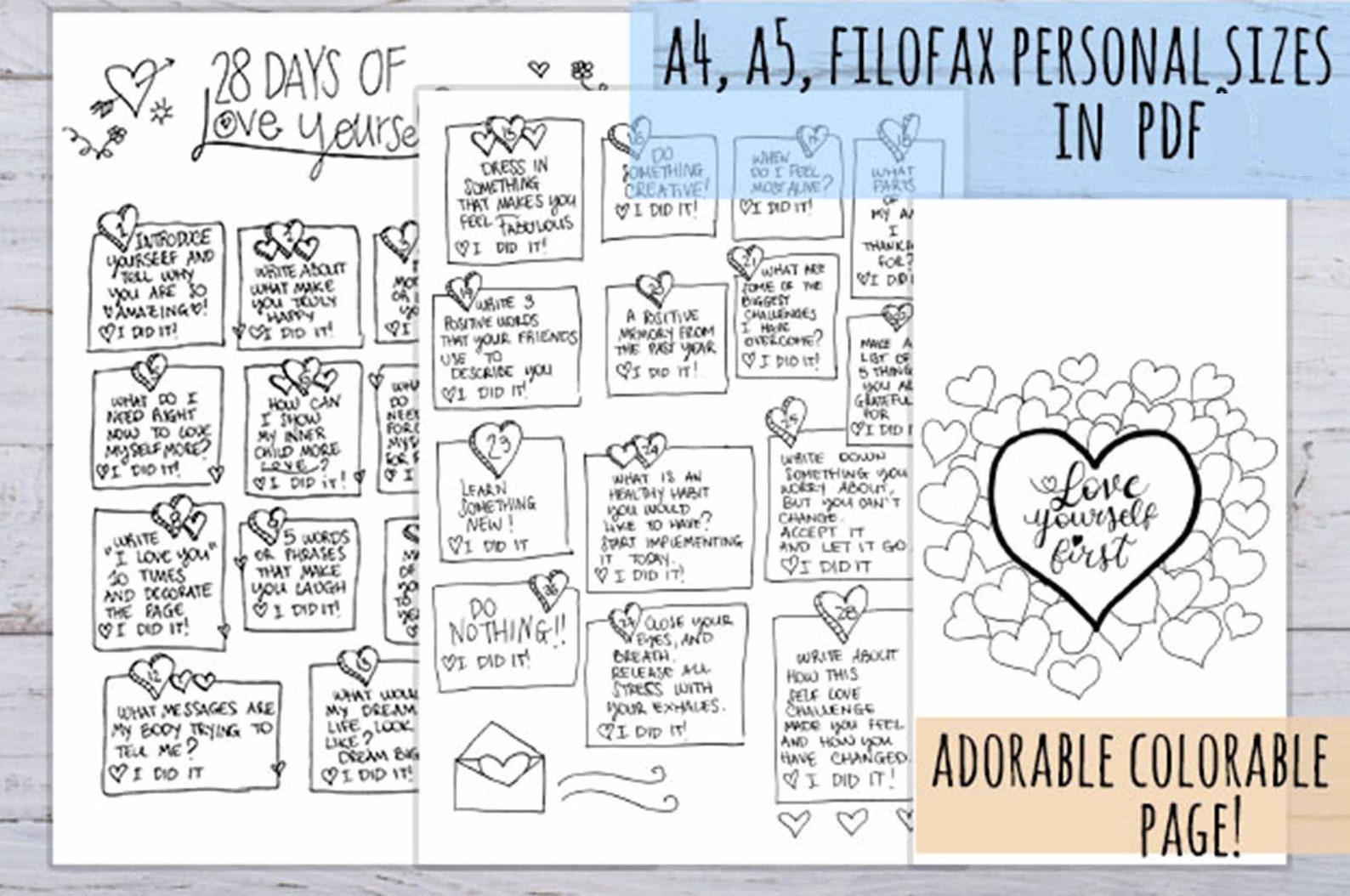 28 Days of Self-love – Printable Journal Challenge | 3 Sizes - Etsy