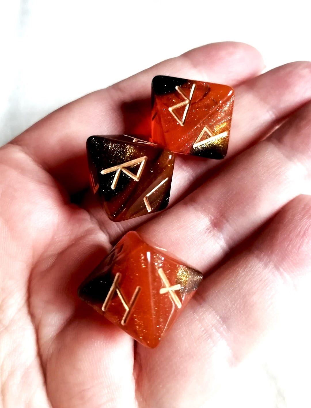 Ochre Color With Glitter Rune Dice a Set of 3 Divination Dice Futhark ...