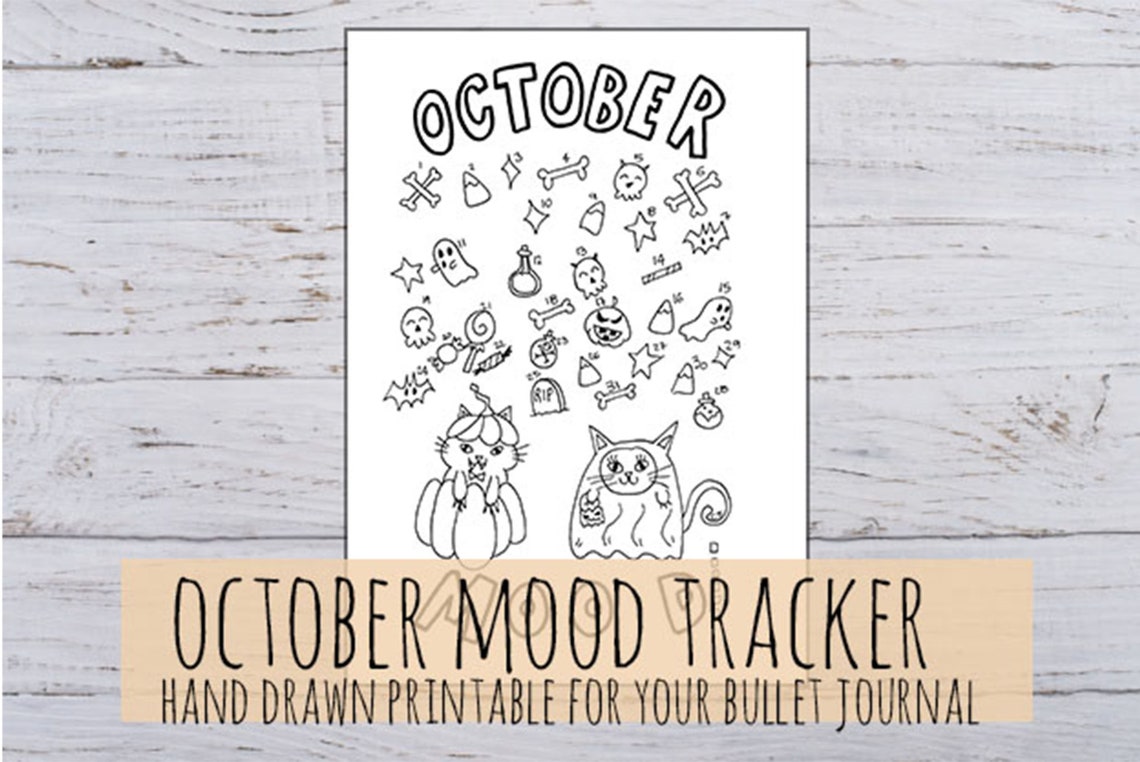 October Mood Tracker Halloween Theme for Your Bullet Journal | Etsy