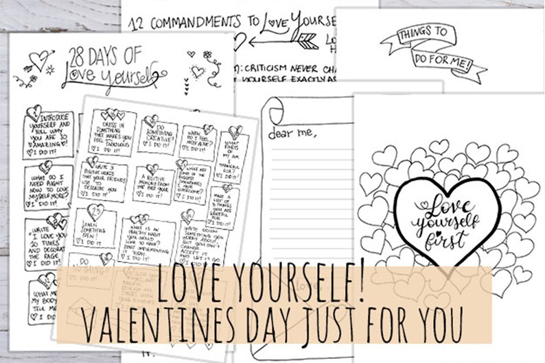 Love Yourself Journal Pack Valentines Day Just for You 8 | Etsy