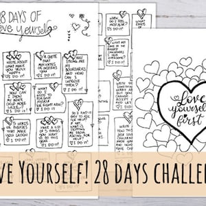 28 Days Challenge for Love Yourself! Journal Page Printable in 3 Sizes ...