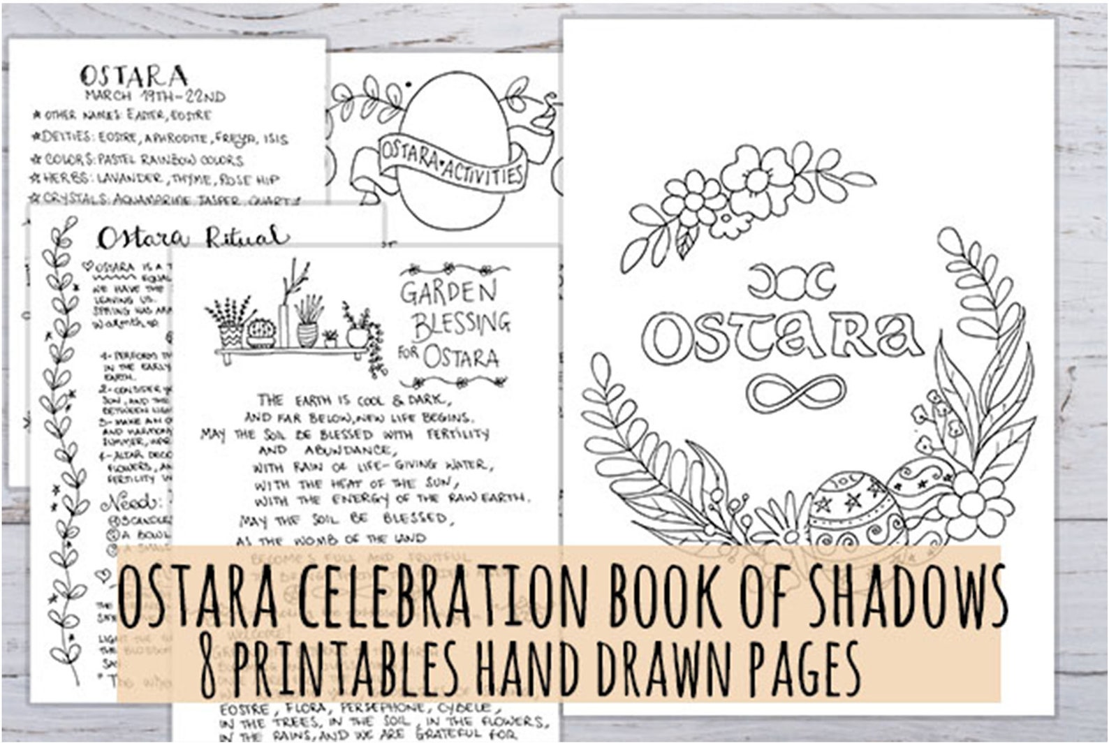 Ostara Celebration Printable Book of Shadows 8 Hand Drawn - Etsy