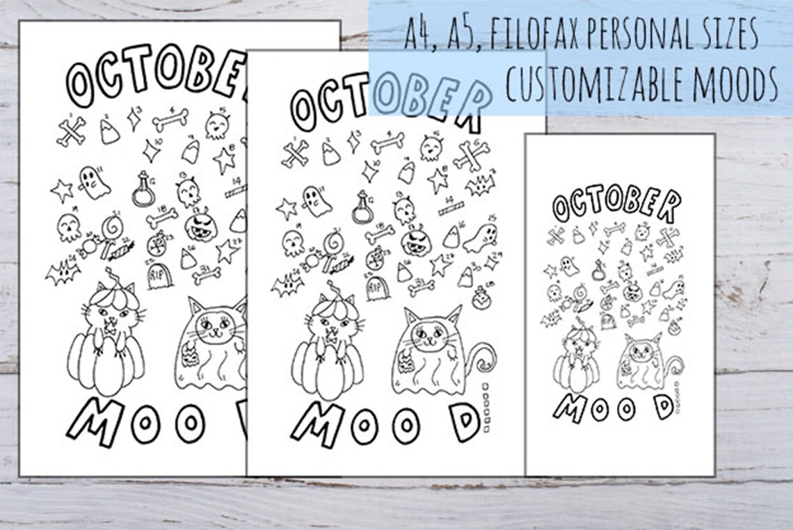 October Mood Tracker Halloween Theme for Your Bullet Journal | Etsy
