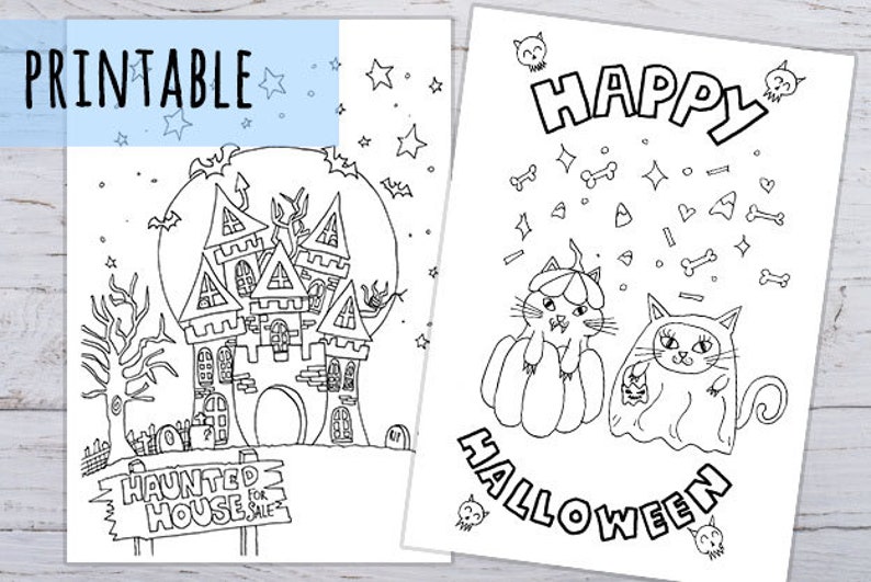 Halloween Coloring Pages Kids or adult activity | Etsy