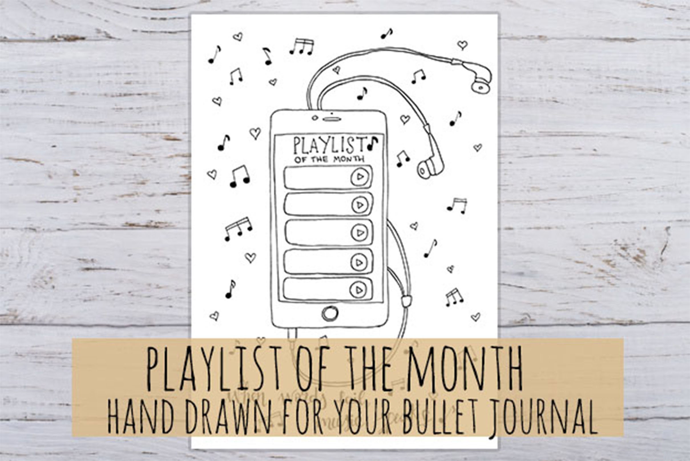 Music Playlist printable spread for Bullet Journal 3 | Etsy
