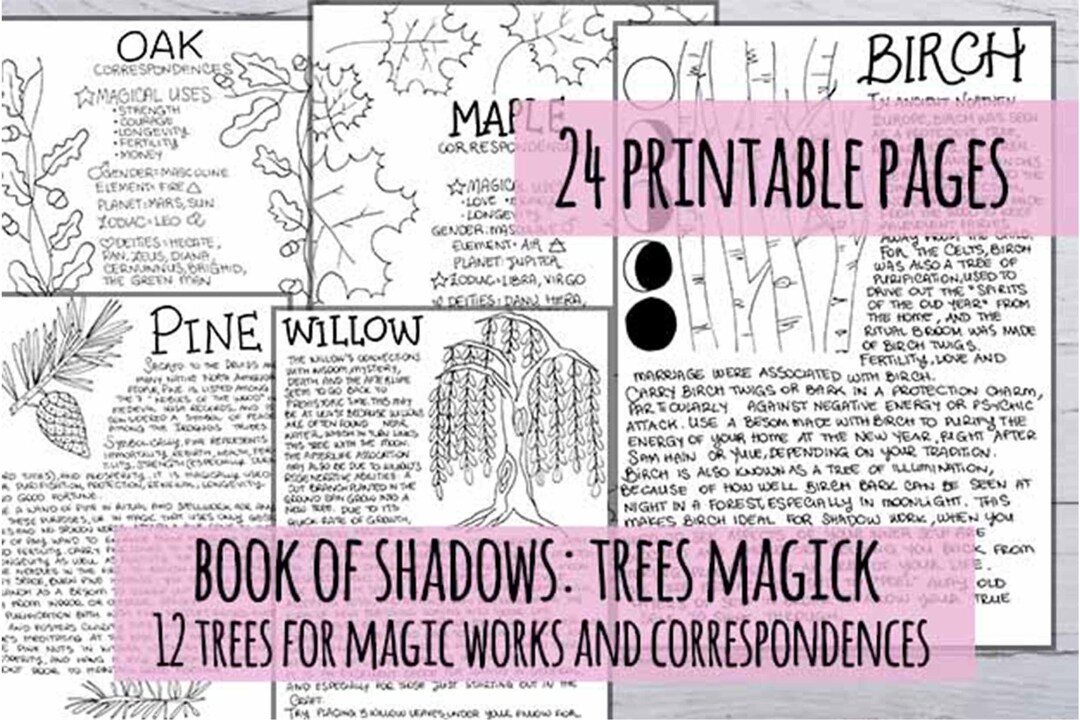 Book of Shadows: Trees Magick, 12 Trees for Magic Works and ...