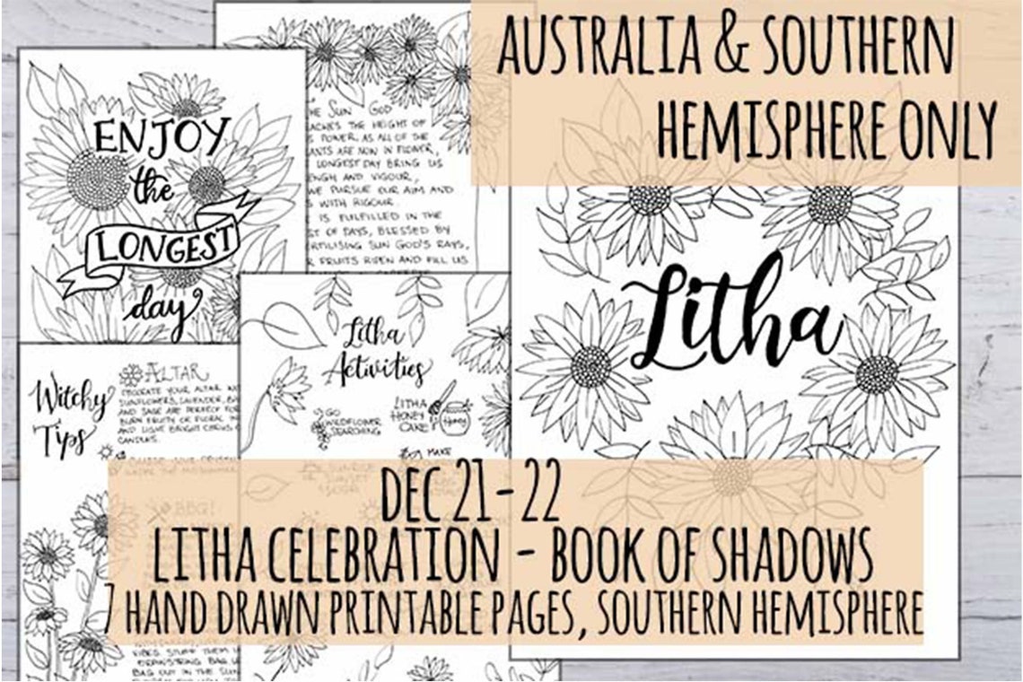 Southern Hemisphere Litha Book of Shadows: Hand-drawn Pages (printable ...