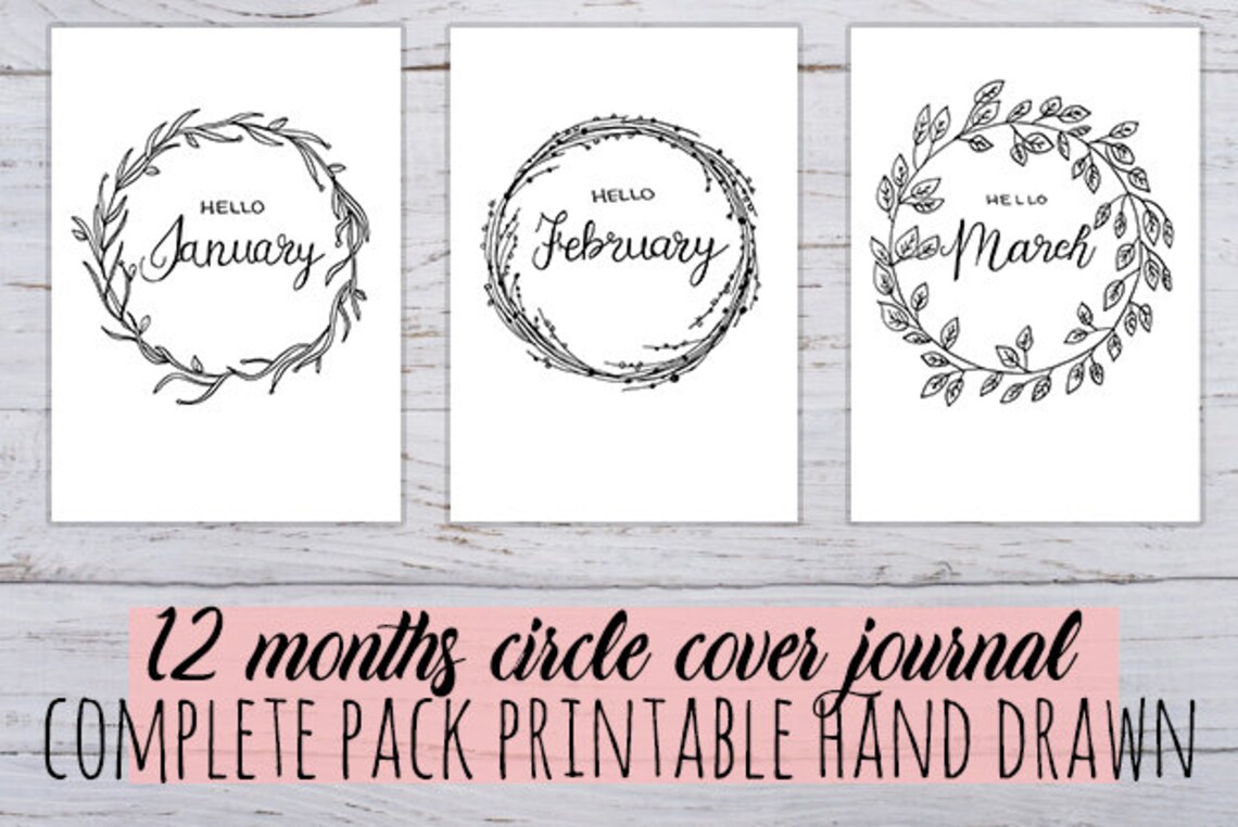 12 Months Cover Journal Pack Printable for Your Bullet - Etsy