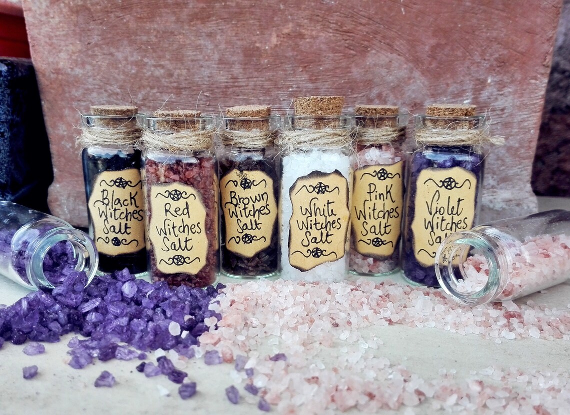 Witches Salt Set or Single. Pink Red Brown White Black - Etsy