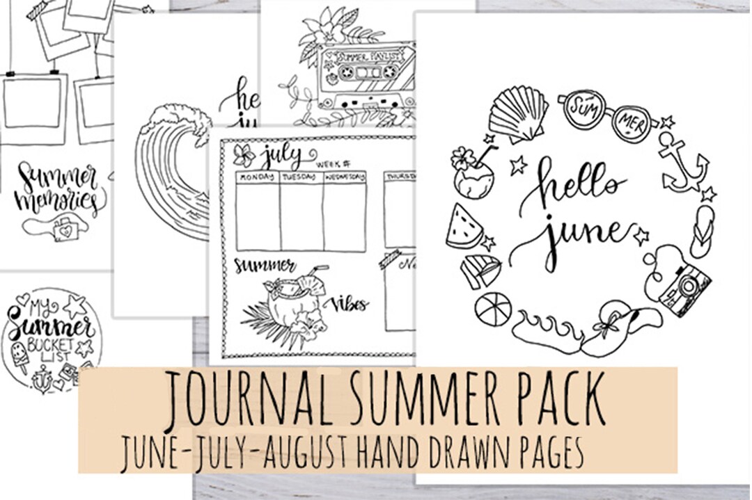 Summer Pack for Your Journal June, July and August, 15 Printable Pages ...