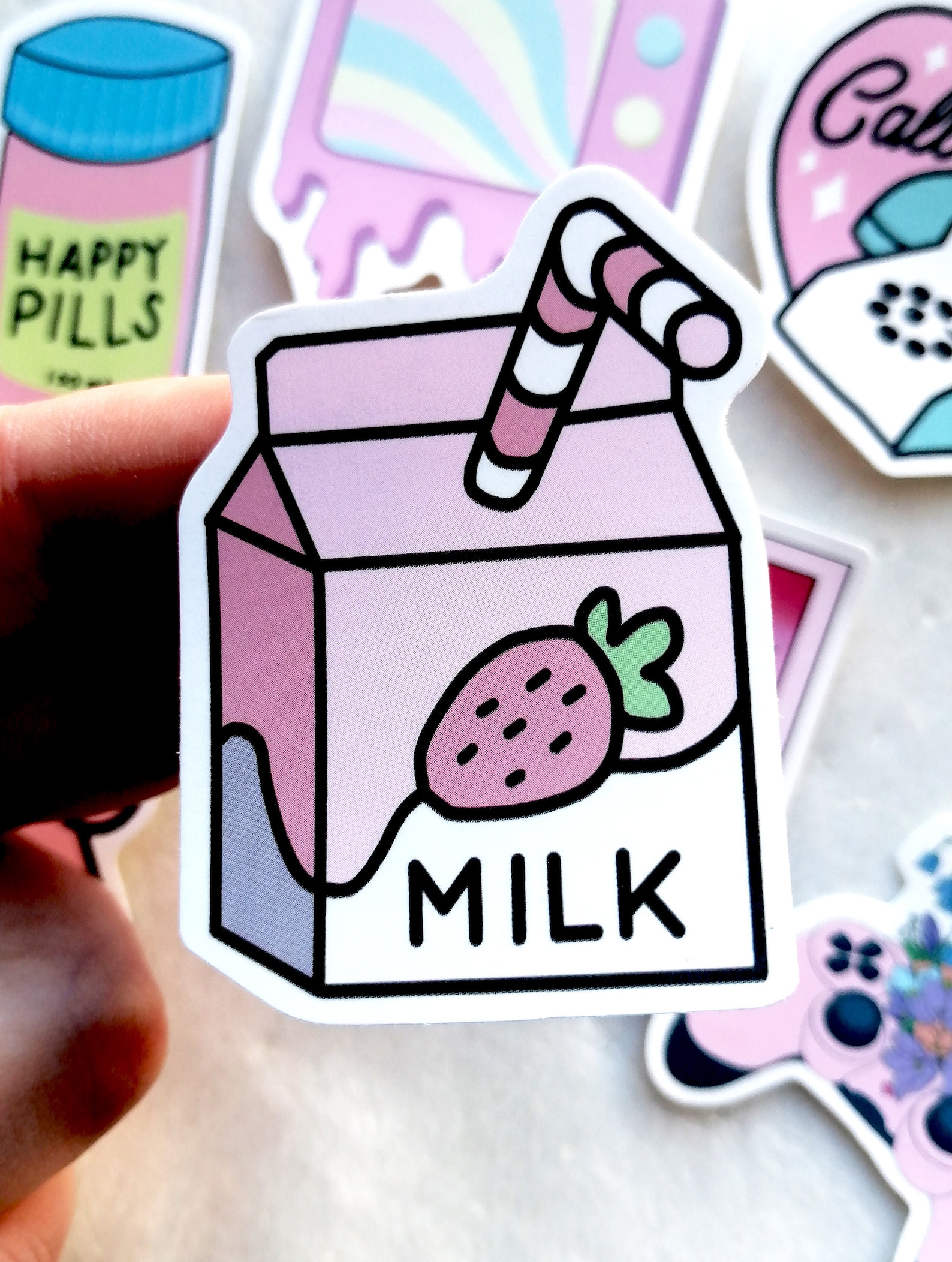 Stickers Pink Set 7 Stickers Free Shipping - Etsy