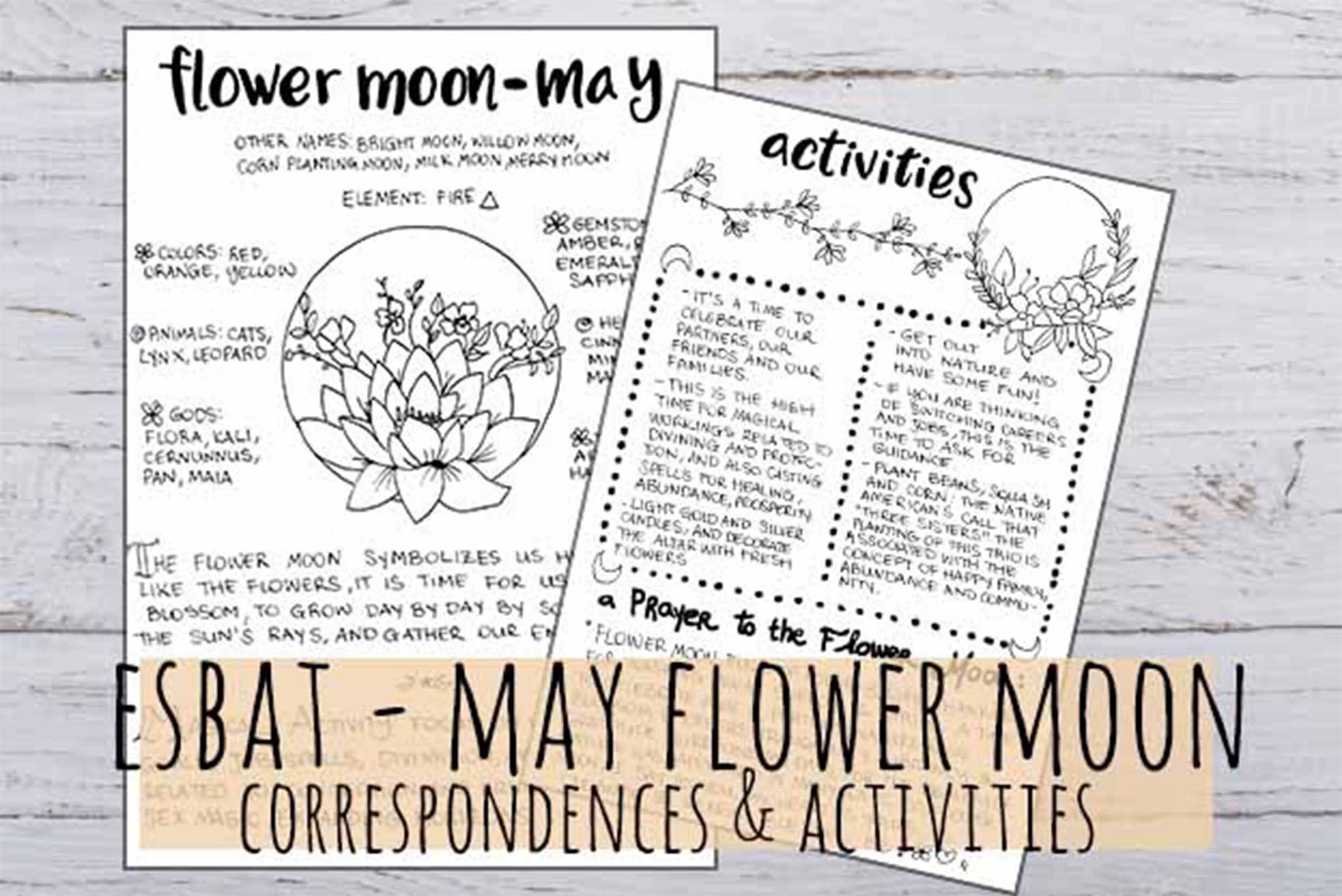 Esbat May Full Moon Flower Moon Correspondences and - Etsy
