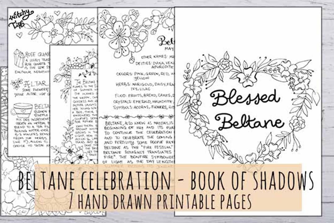 Beltane Celebration! Printable Book of Shadows, 7 Hand Drawn Pages in 3 ...