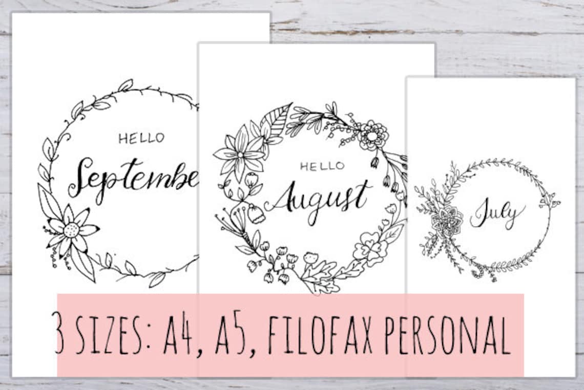 12 Months Cover Journal Pack Printable for Your Bullet - Etsy