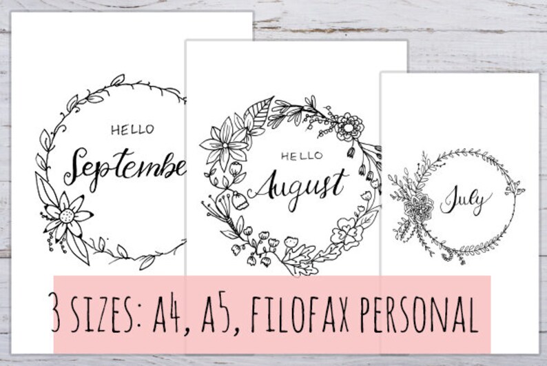 12 Months Cover Journal Pack Printable for Your Bullet - Etsy