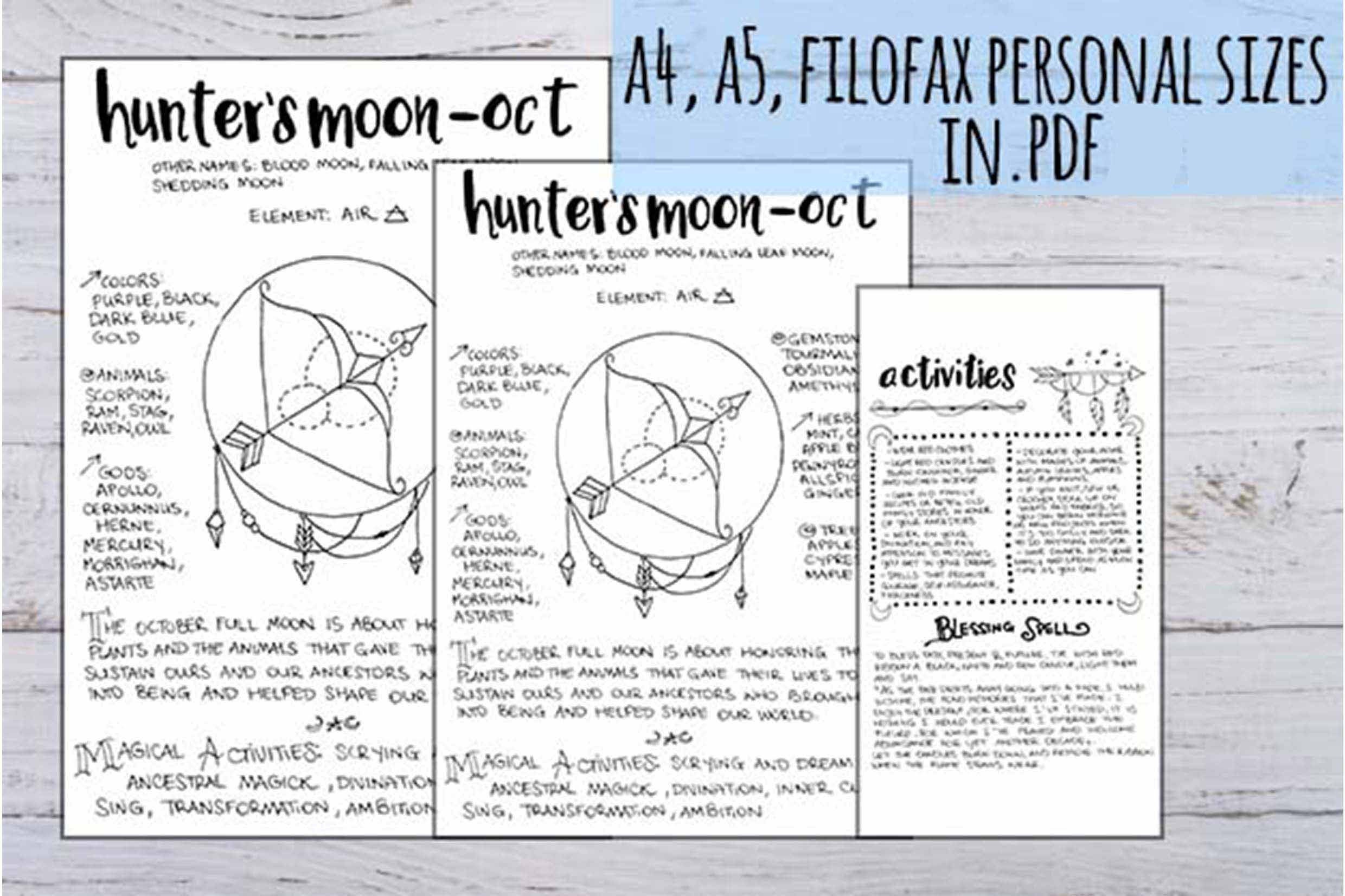 Esbat October Full Moon Hunter's Moon Correspondences | Etsy