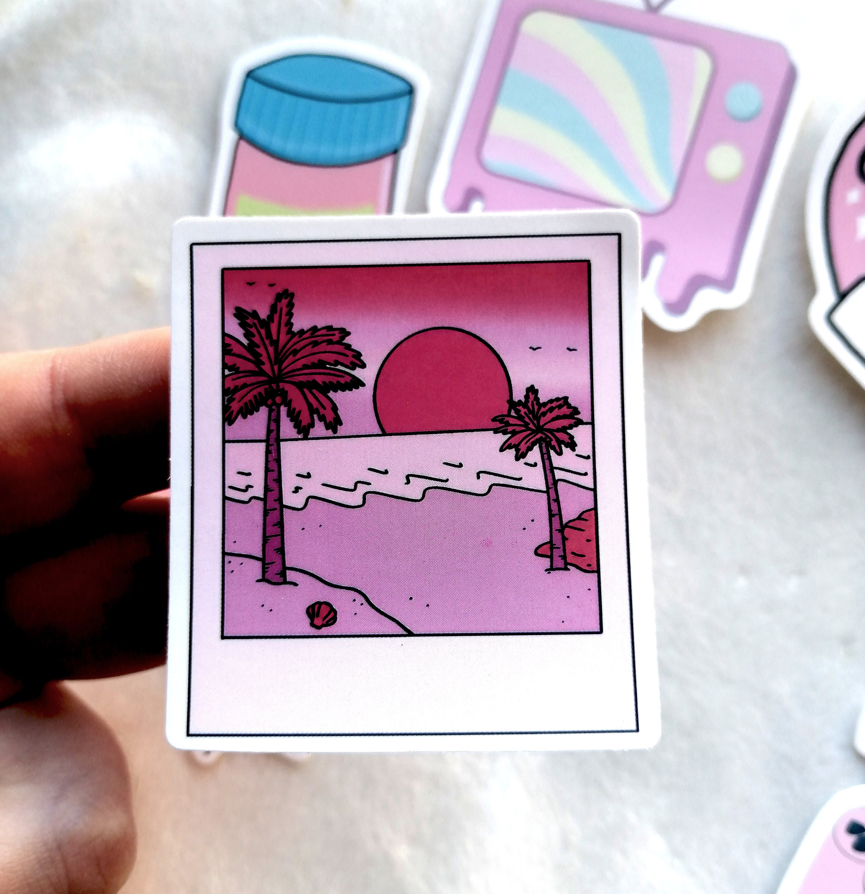 Stickers Pink Set 7 Stickers Free Shipping | Etsy