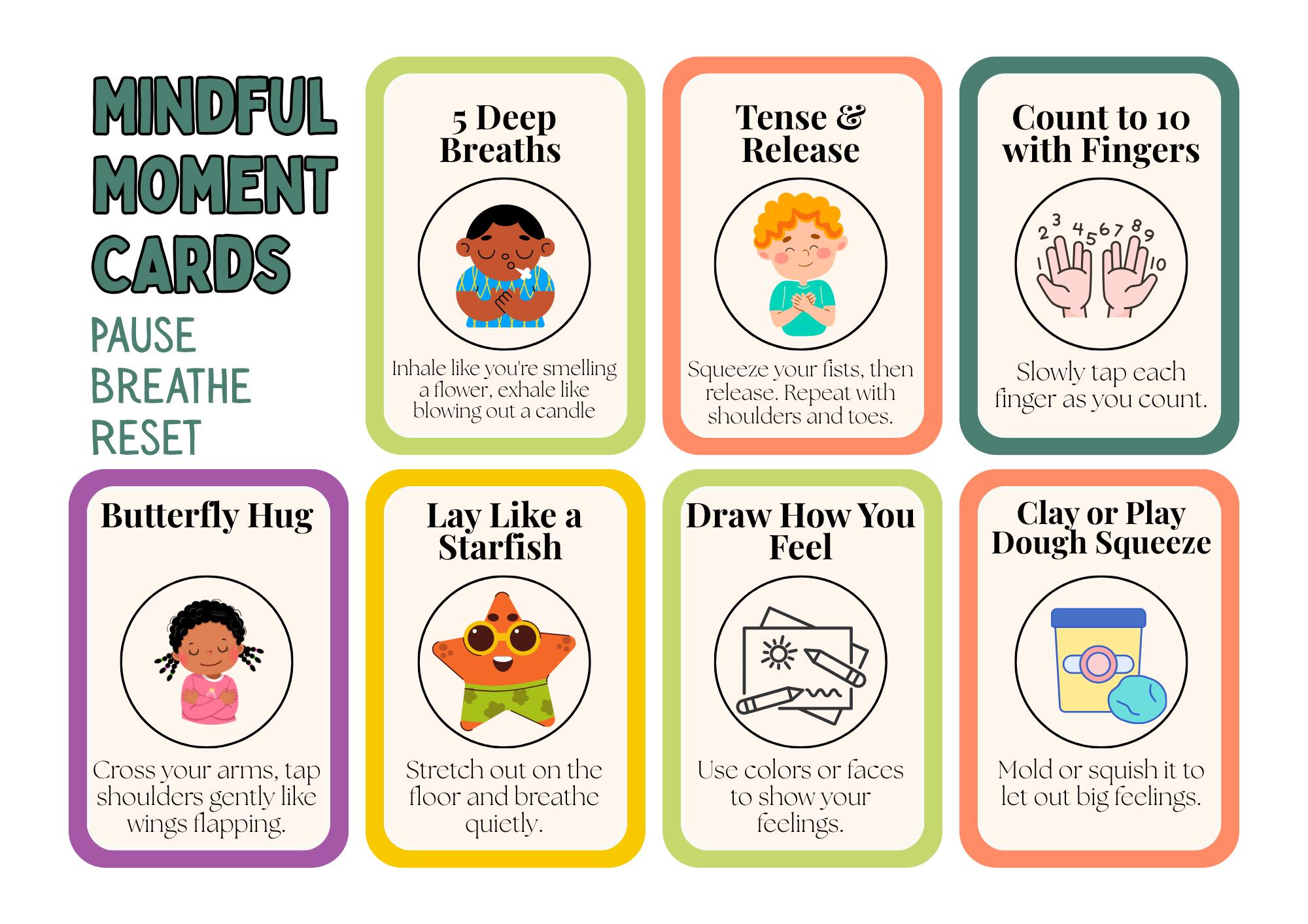 Mindful Moment Cards for Kids: Calming Activities & Emotional Support ...