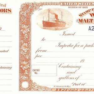 Original US Customs WINE & Malt Liquor Stamp for Import Cellar Vintage ...