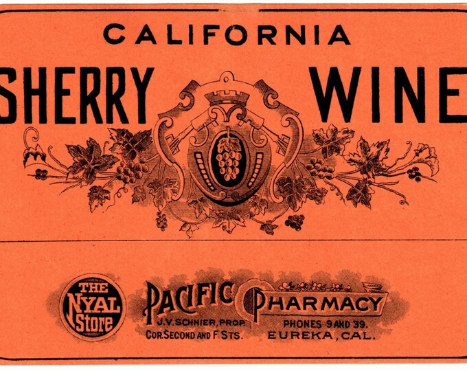 Antique Medicinal California Sherry Wine Pacific PHARMACY Bottle ...