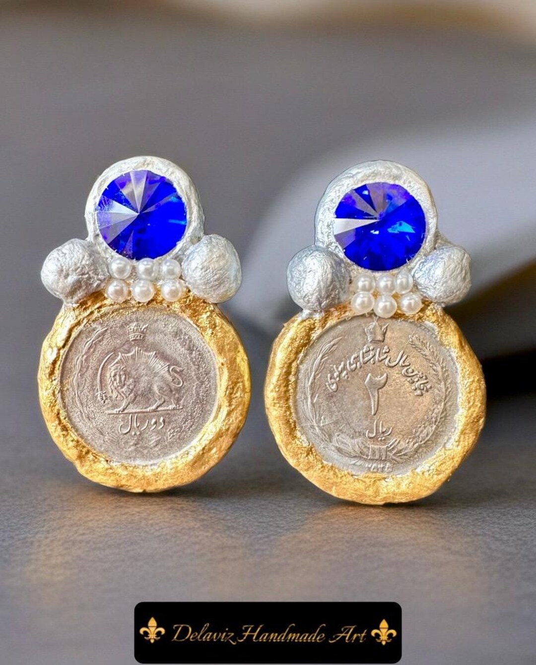 Sekkeh Earring, Handmade Papier-mâché Persian Pahlavi Coin - Etsy