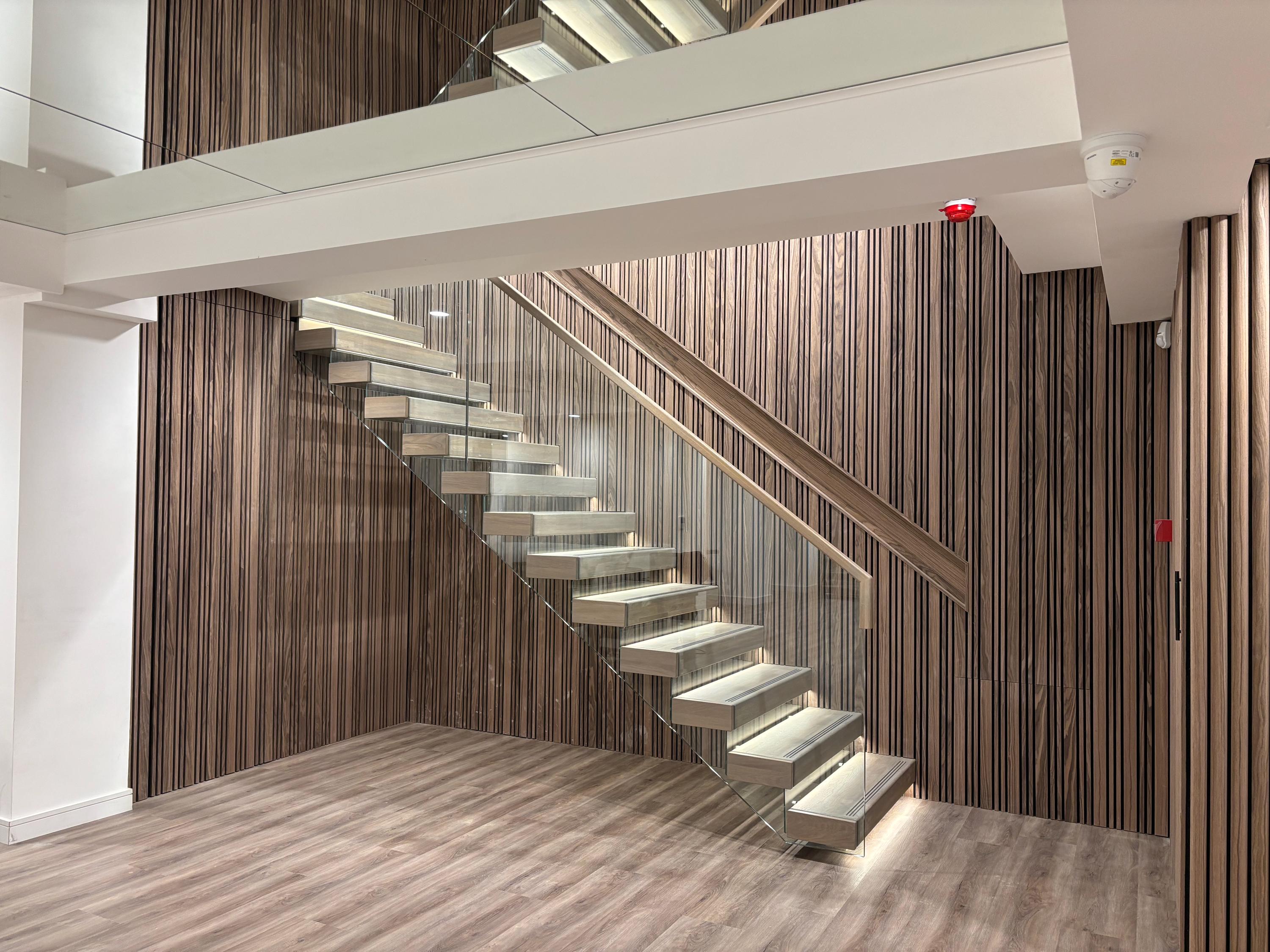 Custom Cantilever / Floating Stairs - Modern Stairs - Oak Treads ...