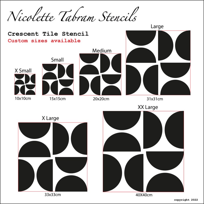 Crescent Tile Stencil for Patios Floors Tiles and - Etsy