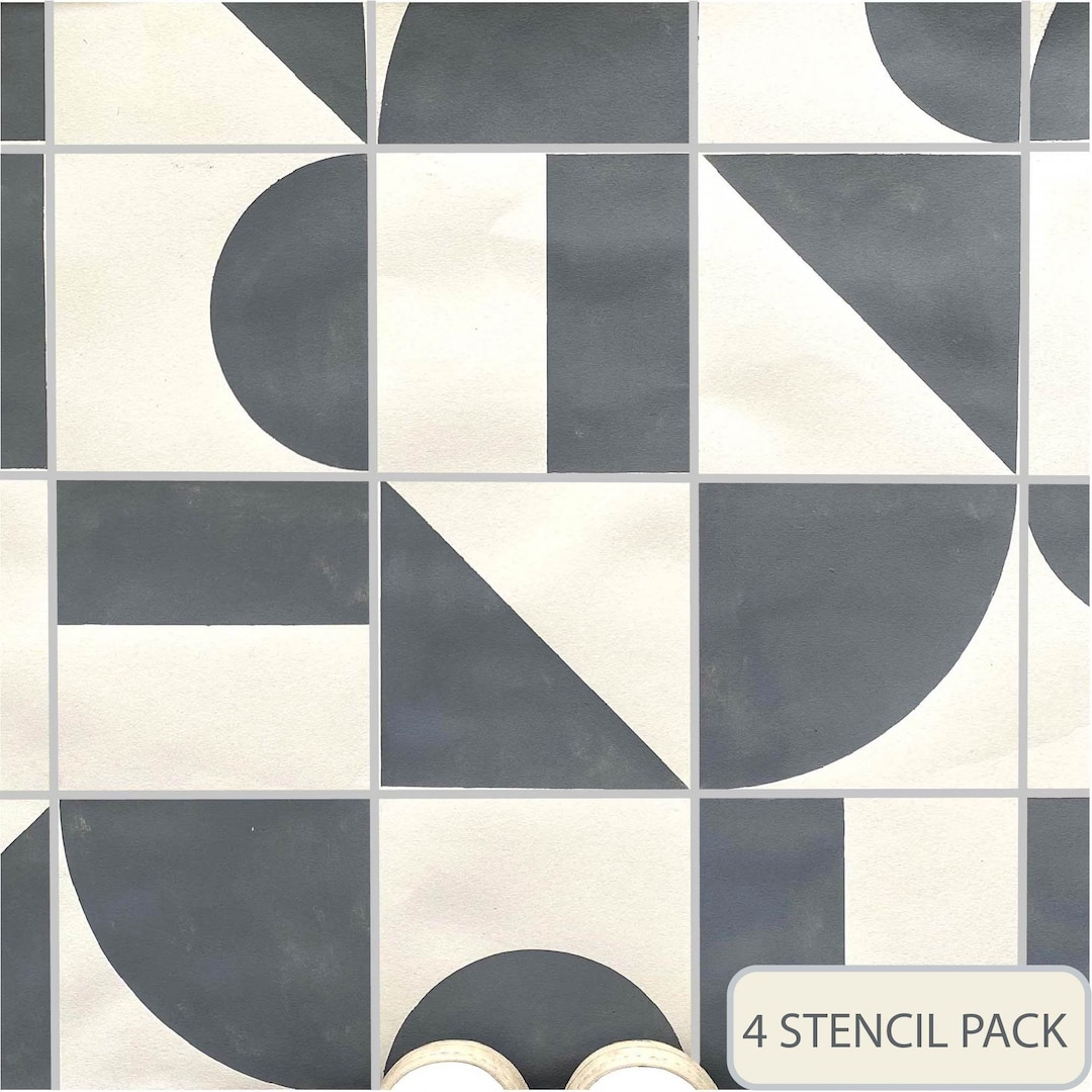 Hamilton Tile 4 Pack Stencils for Patios, Floors, Tiles and Walls ...